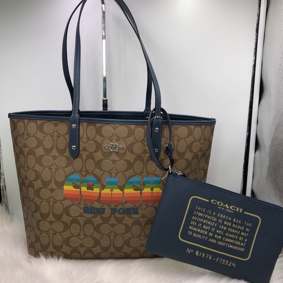Coach | Bags | Coach Signature Rainbow Reversible City Tote | Poshmark
